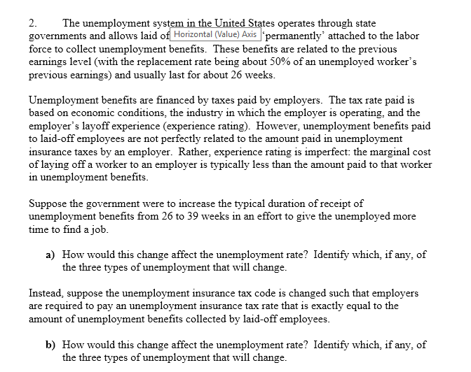 Solved 2.The unemployment system in the United States | Chegg.com