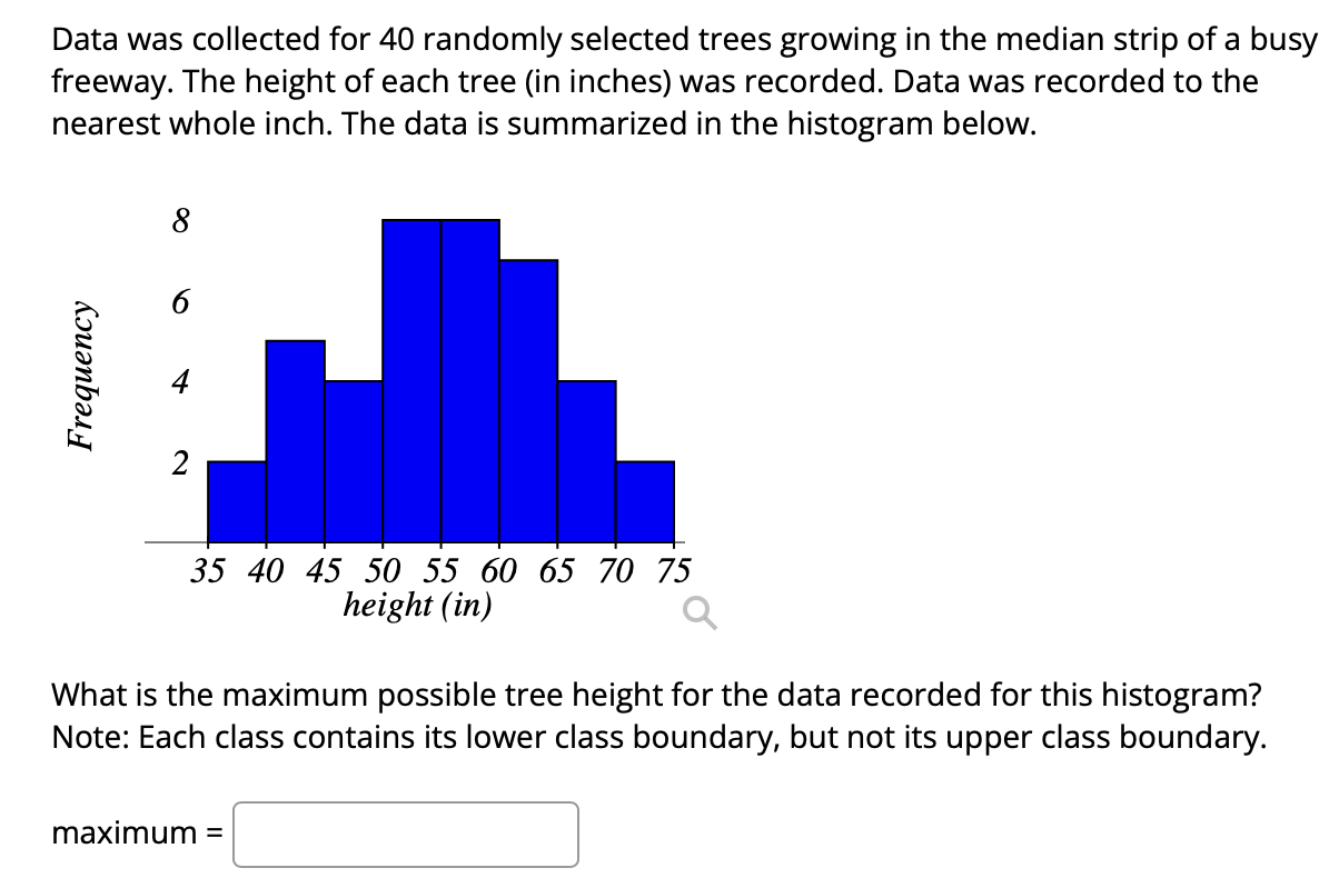 Solved Data was collected for 40 randomly selected trees | Chegg.com
