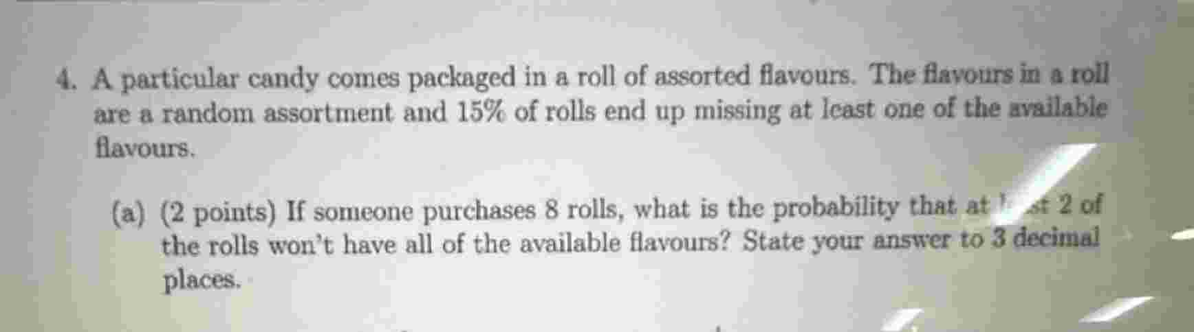 Solved A particular candy comes packaged in a roll of | Chegg.com
