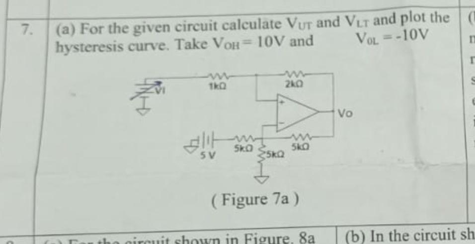 Solved (a) For the given circuit calculate VUT and VLT and | Chegg.com