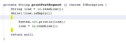 Solved private String printPostRequest () throws IoException | Chegg.com