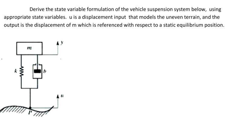 Solved Derive the state variable formulation of the vehicle | Chegg.com