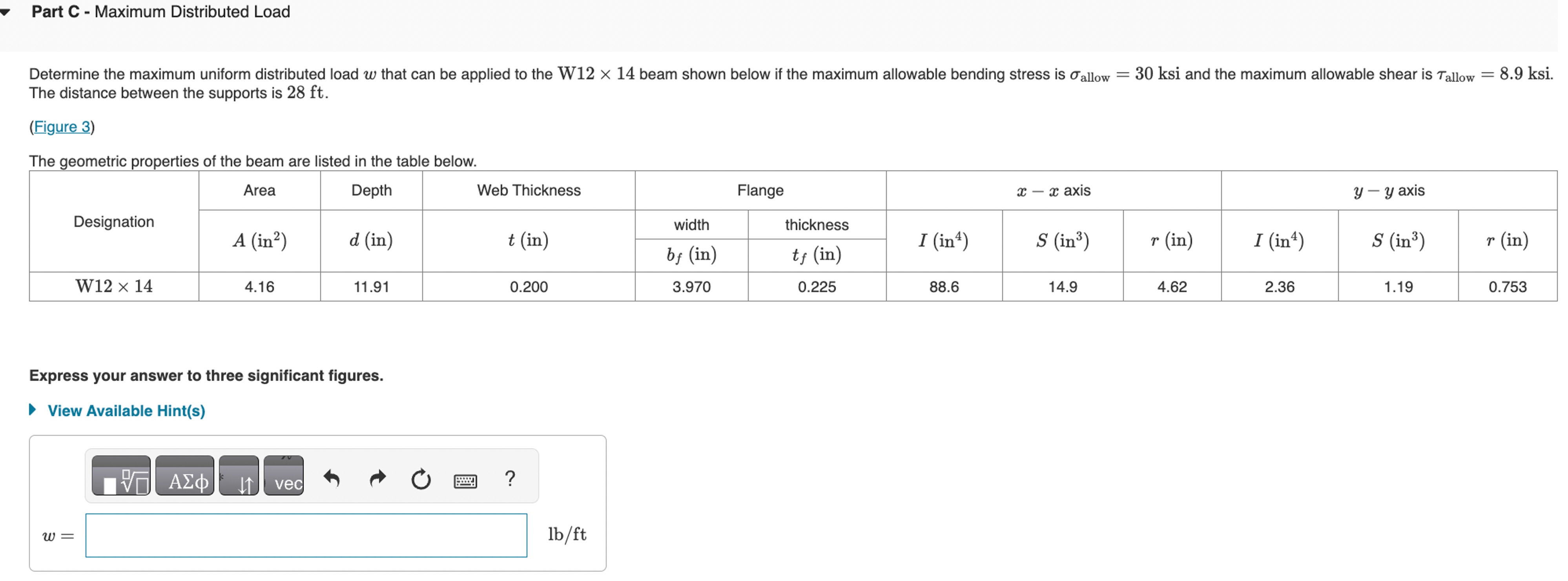 Solved Determine the maximum uniform distributed load w | Chegg.com
