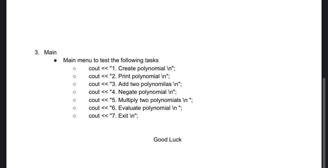 Solved In this assignment, you will implement a Polynomial | Chegg.com
