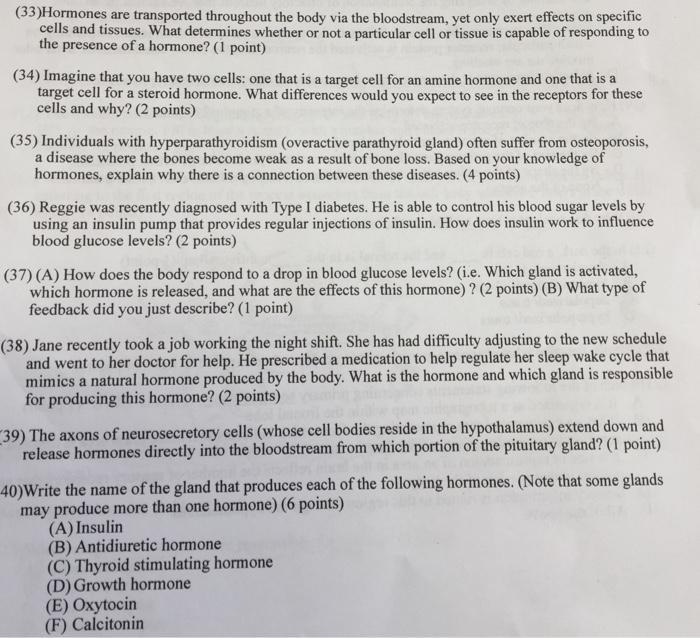 Solved (33)Hormones are transported throughout the body via | Chegg.com