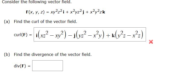 Solved Consider the following vector field. | Chegg.com