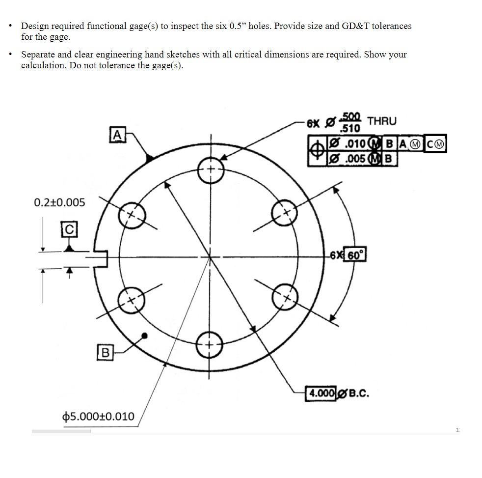 Design required functional gage(s) to inspect the | Chegg.com