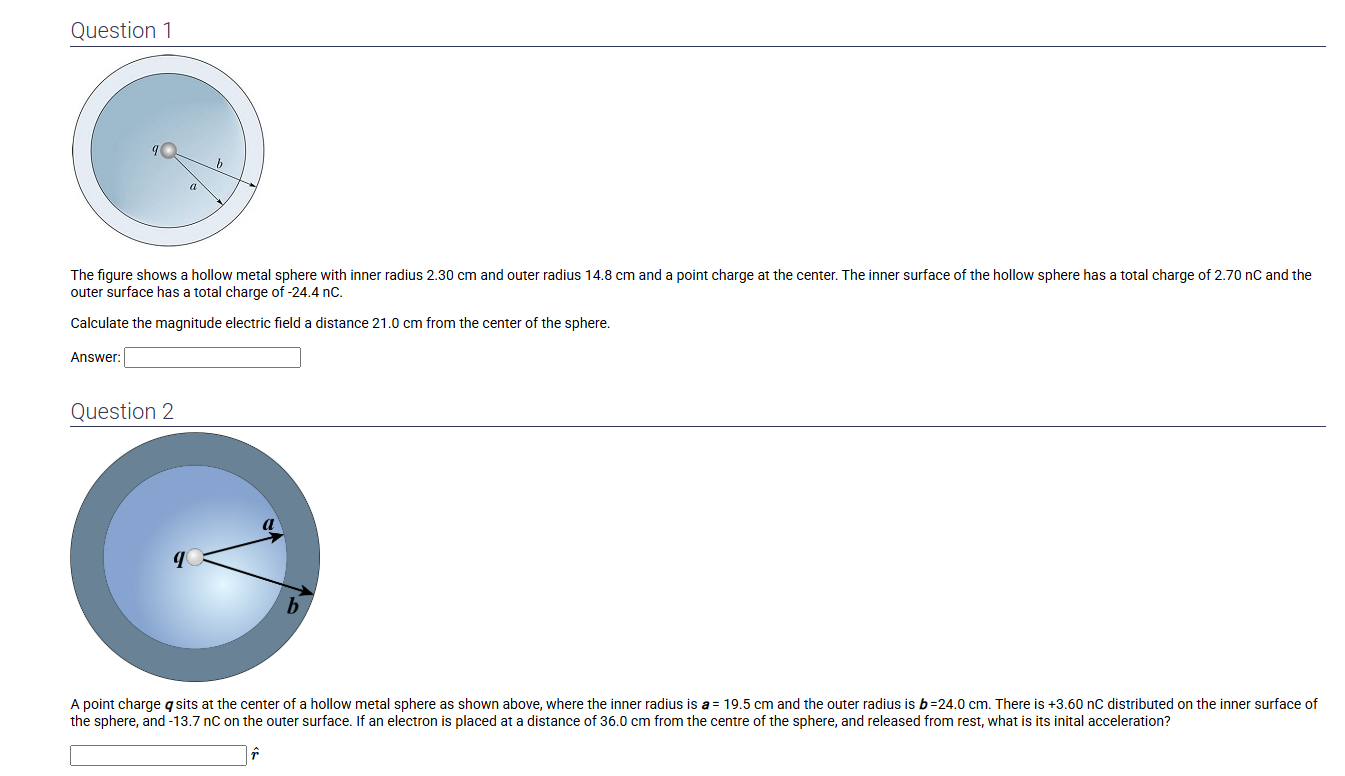 Solved Question 1The figure shows a hollow metal sphere with | Chegg.com