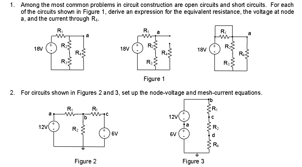 Solved 1. Among the most common problems in circuit | Chegg.com