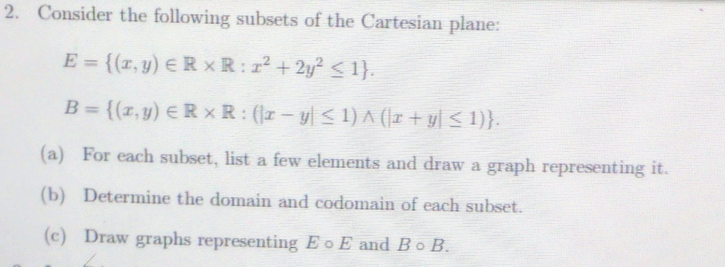 Solved 2. Consider the following subsets of the Cartesian | Chegg.com