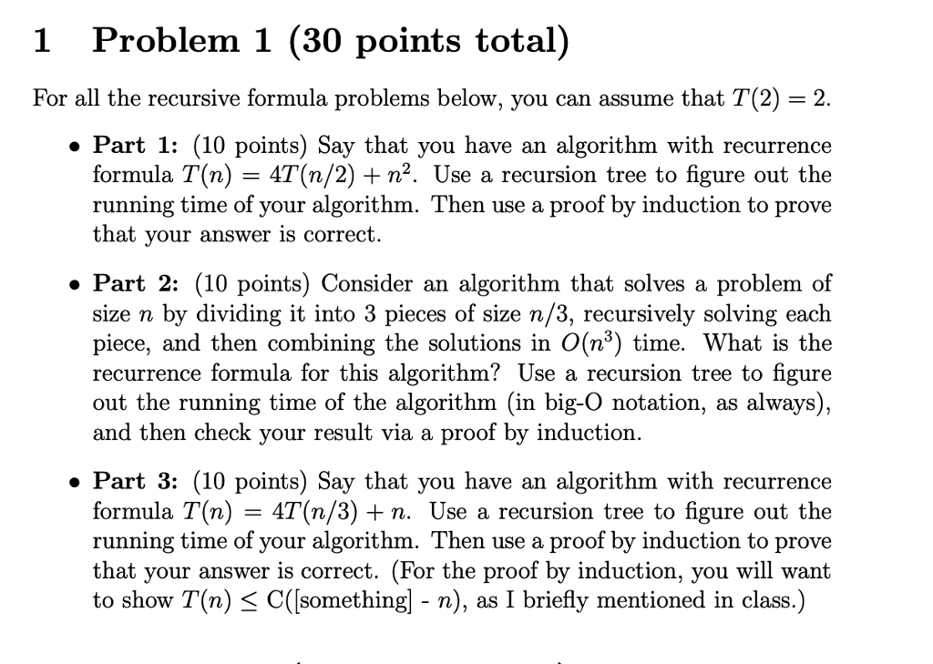 Solved 1 Problem 1 30 Points Total For All The Recursive 