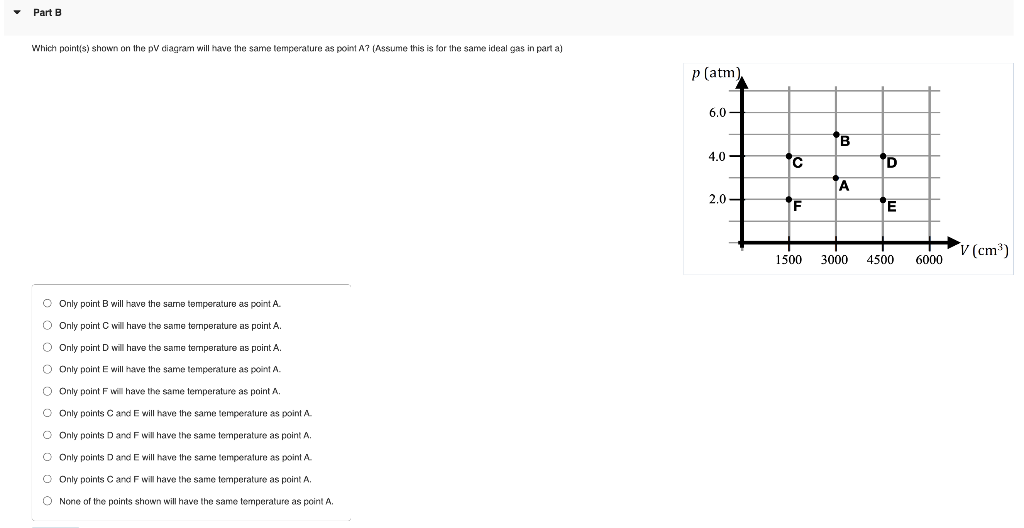 Solved Which point(s) shown on the pV diagram will have the | Chegg.com