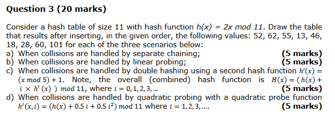 Solved Consider a hash table of size 11 with hash function | Chegg.com
