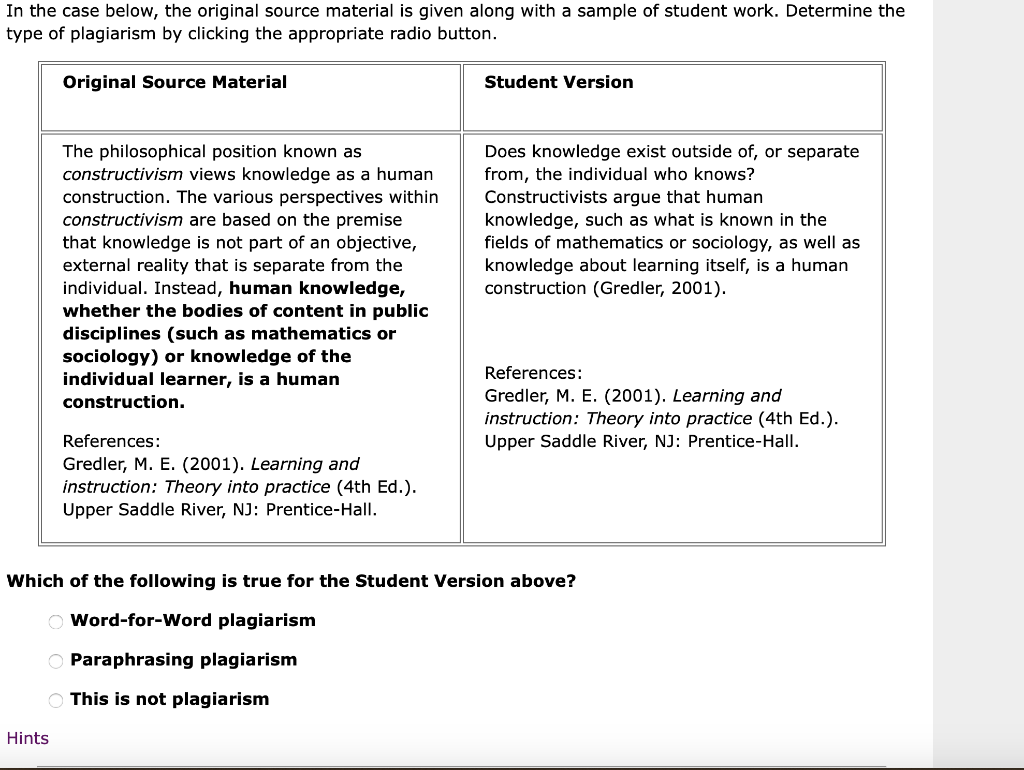 Solved In the case below, the original source material is | Chegg.com