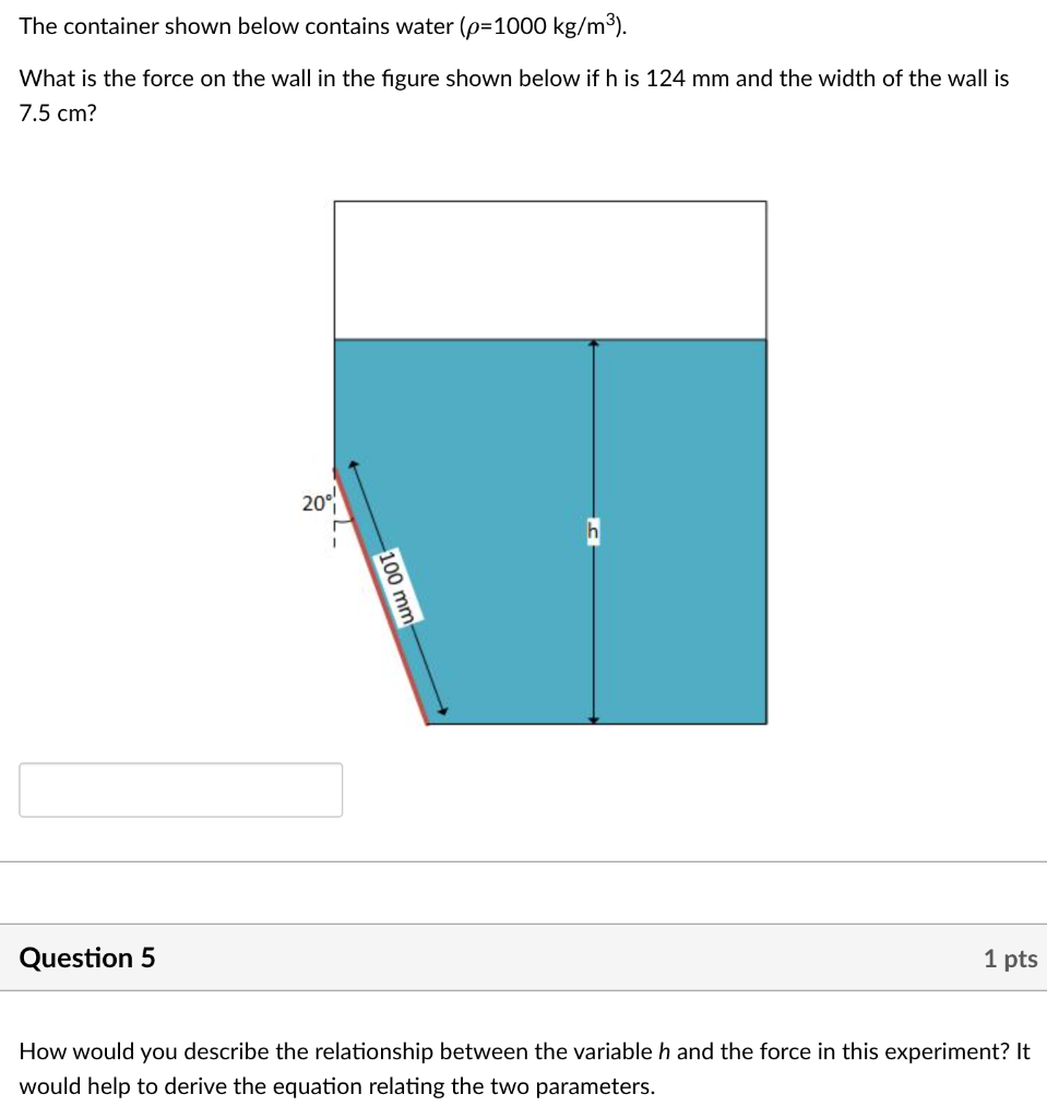 Solved The container shown below contains water (ρ=1000 | Chegg.com