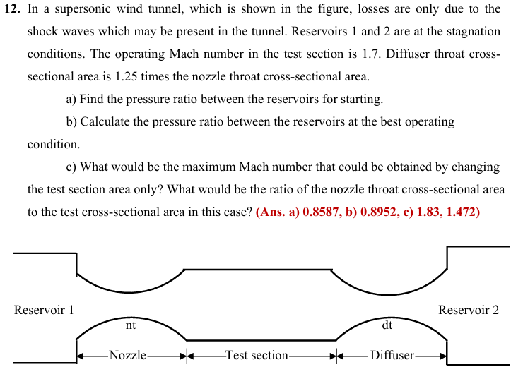 Solved 12. ﻿In a supersonic wind tunnel, which is shown in | Chegg.com
