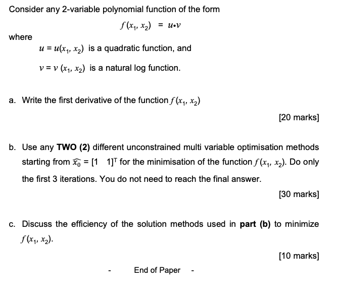 Solved Consider any 2-variable polynomial function of the | Chegg.com