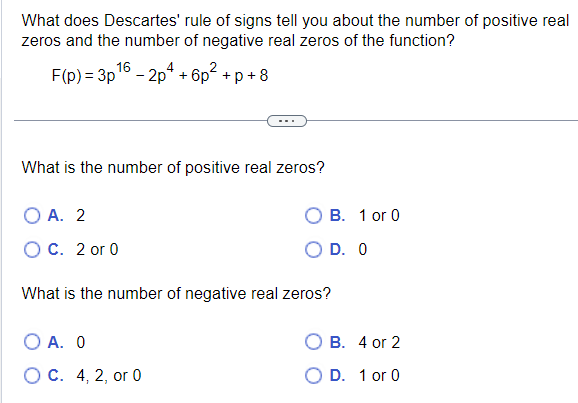 Solved What does Descartes' rule of signs tell you about the | Chegg.com