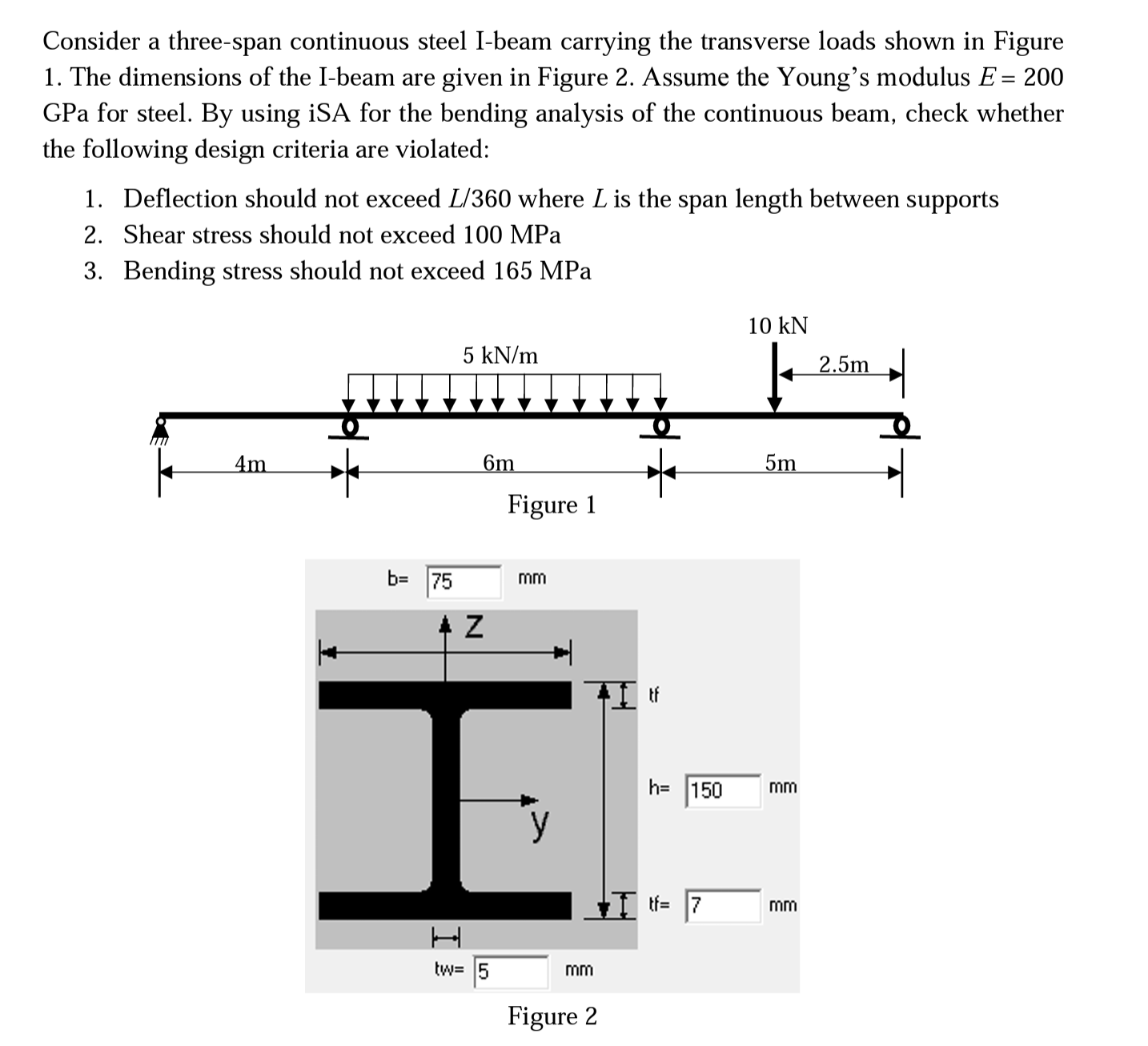Solved Consider a three-span continuous steel I-beam | Chegg.com