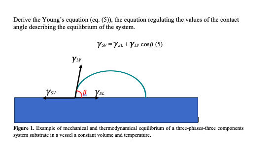 Solved Derive the Young's equation (eq. (5)), the equation | Chegg.com