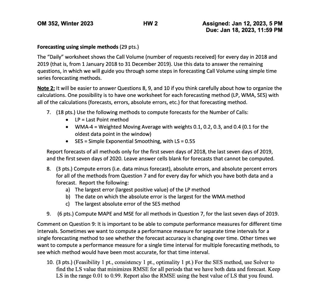 Solved Forecasting using simple methods (29 pts.) The | Chegg.com