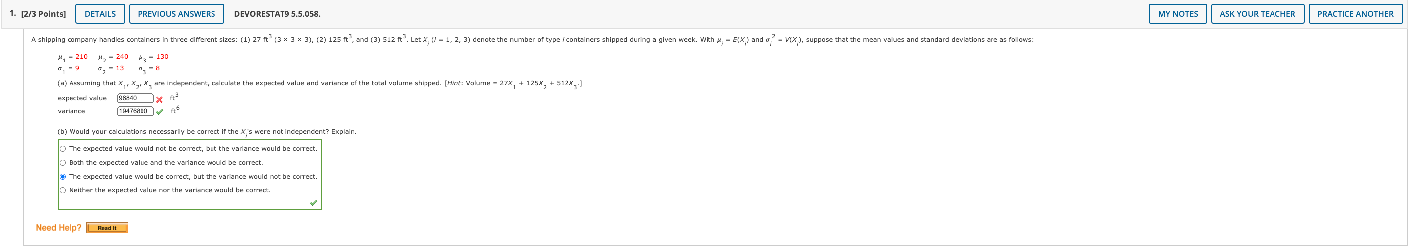 Solved 1. [2/3 Points) DETAILS PREVIOUS ANSWERS DEVORESTAT9 | Chegg.com