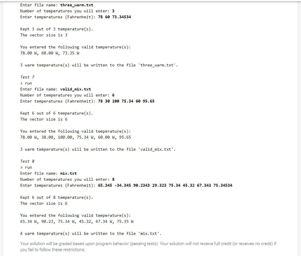 Solved Write a C++ program that reads temperatures (in | Chegg.com