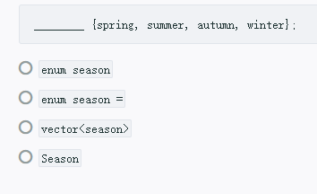 Solved {spring, summer, autumn, vinter}: O enum season enum | Chegg.com