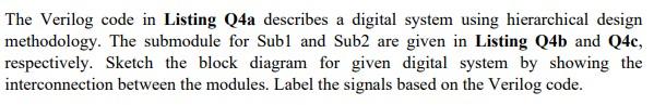 The Verilog code in Listing Q4a describes a digital | Chegg.com