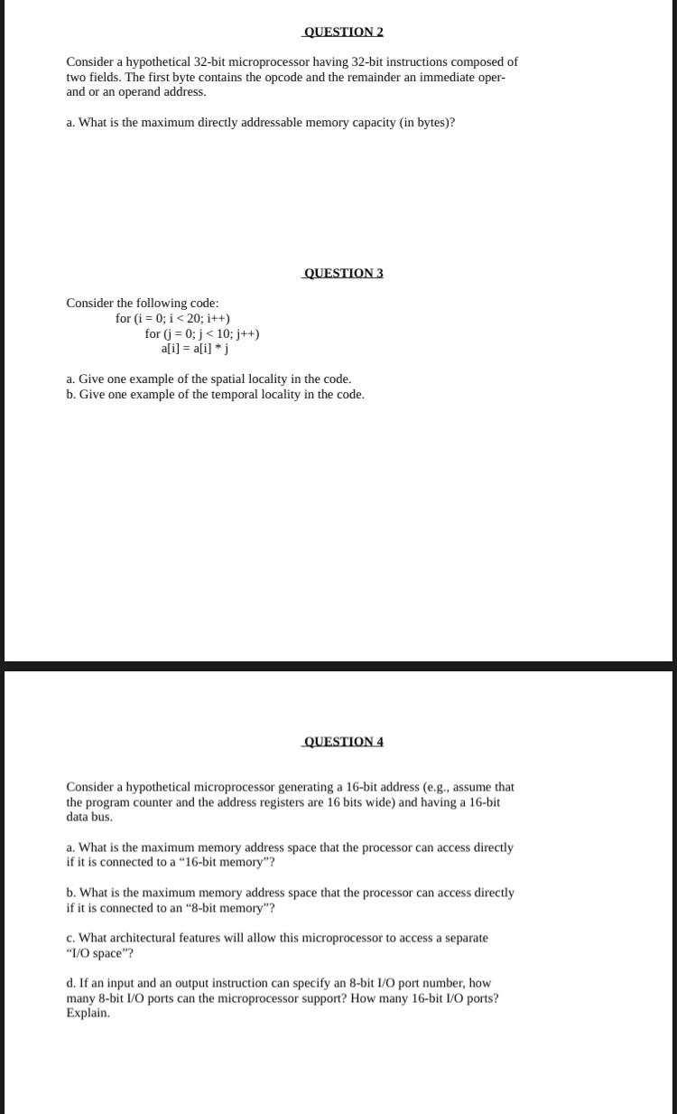 Solved QUESTION 2 Consider a hypothetical 32-bit | Chegg.com
