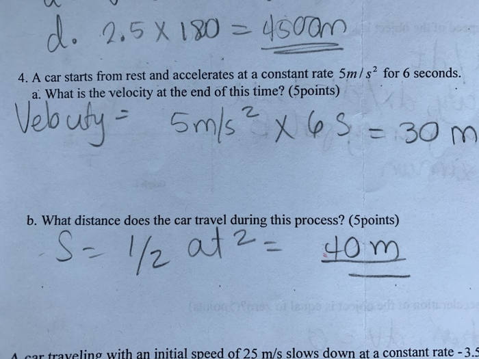 Solved 4 A Car Starts From Rest And Accelerates At A