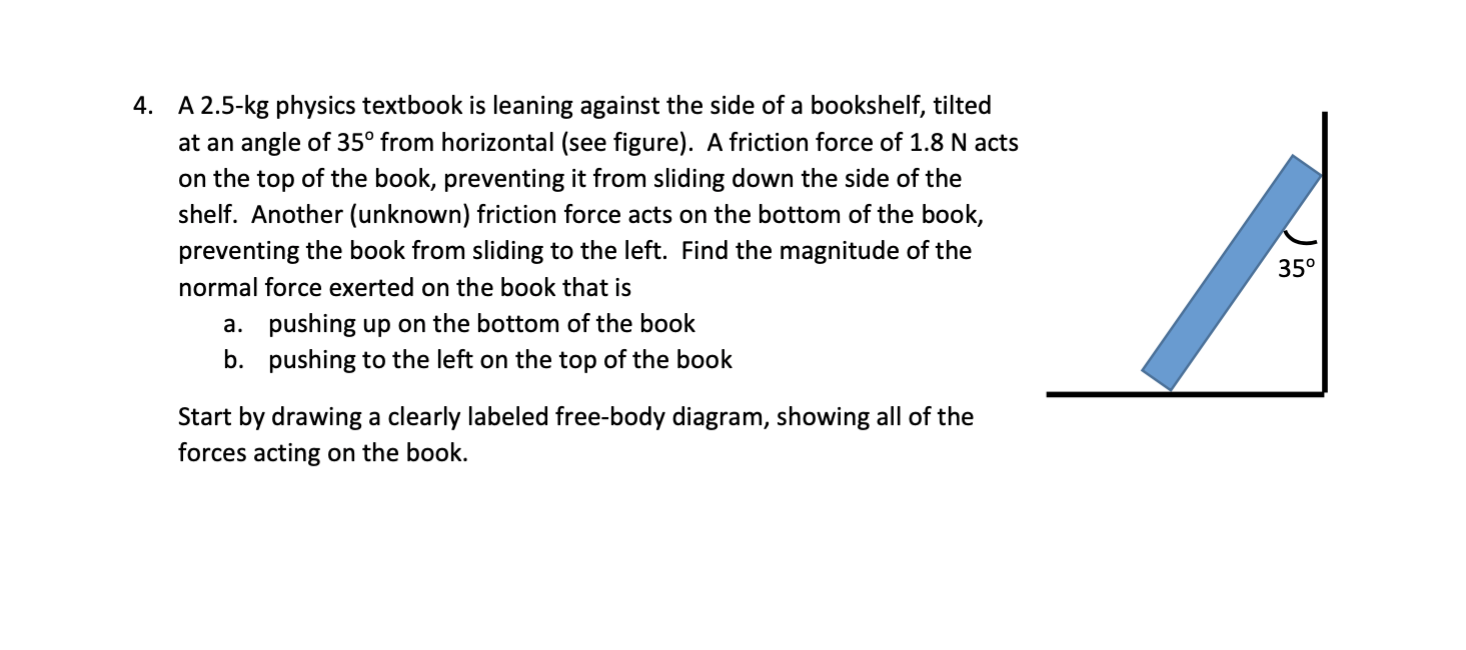 Solved 4. A 2.5-kg physics textbook is leaning against the | Chegg.com