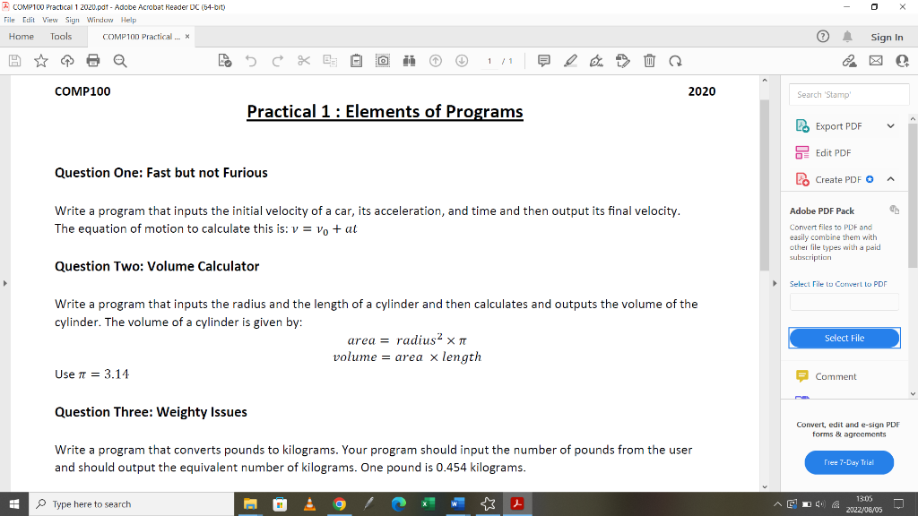 Solved Question One: Fast but not Furious Write a program | Chegg.com