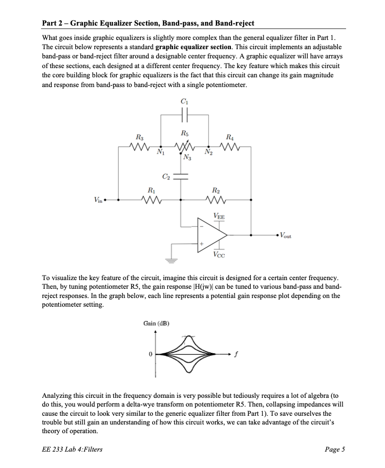 Part 2 - Graphic Equalizer Section, Band-pass, and | Chegg.com