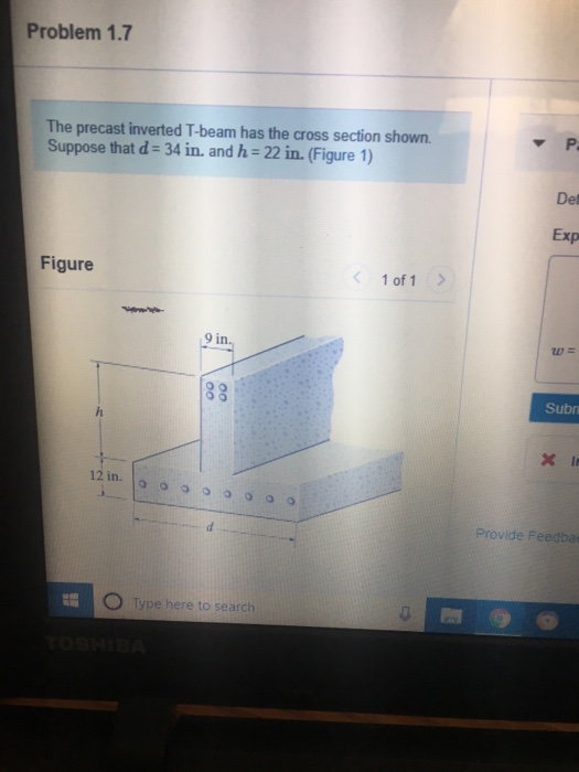 Solved Problem 1.7 The precast inverted T-beam has the cross | Chegg.com