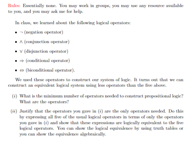 Solved Rules: Essentially none. You may work in groups, you | Chegg.com