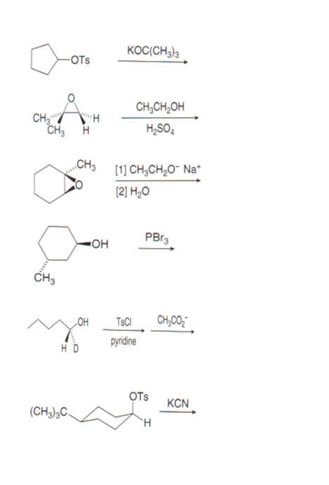 Solved KOC(CH3)3 -OTS CH CH2CH, OH H2SO4 сн. H CH (1) | Chegg.com