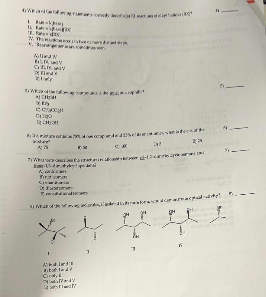 Solved 1) Rank the following molecules in order of | Chegg.com