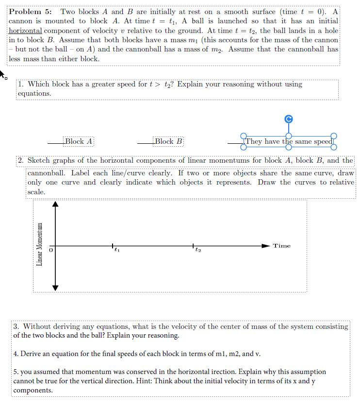 Solved Problem 5: Two blocks A and B are initially at rest | Chegg.com