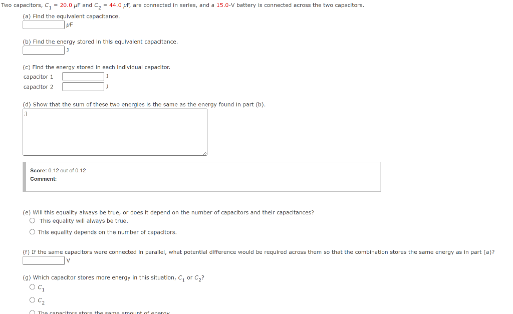 Solved capacitors, C1=20.0μF and C2=44.0μF, are connected in | Chegg.com