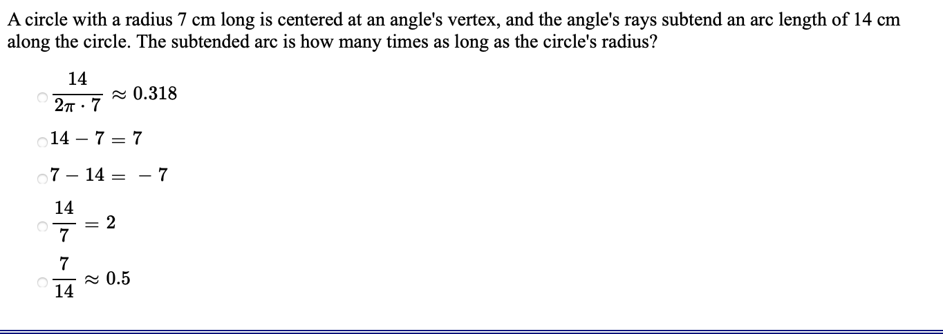 Solved A circle with a radius 7 cm long is centered at an | Chegg.com