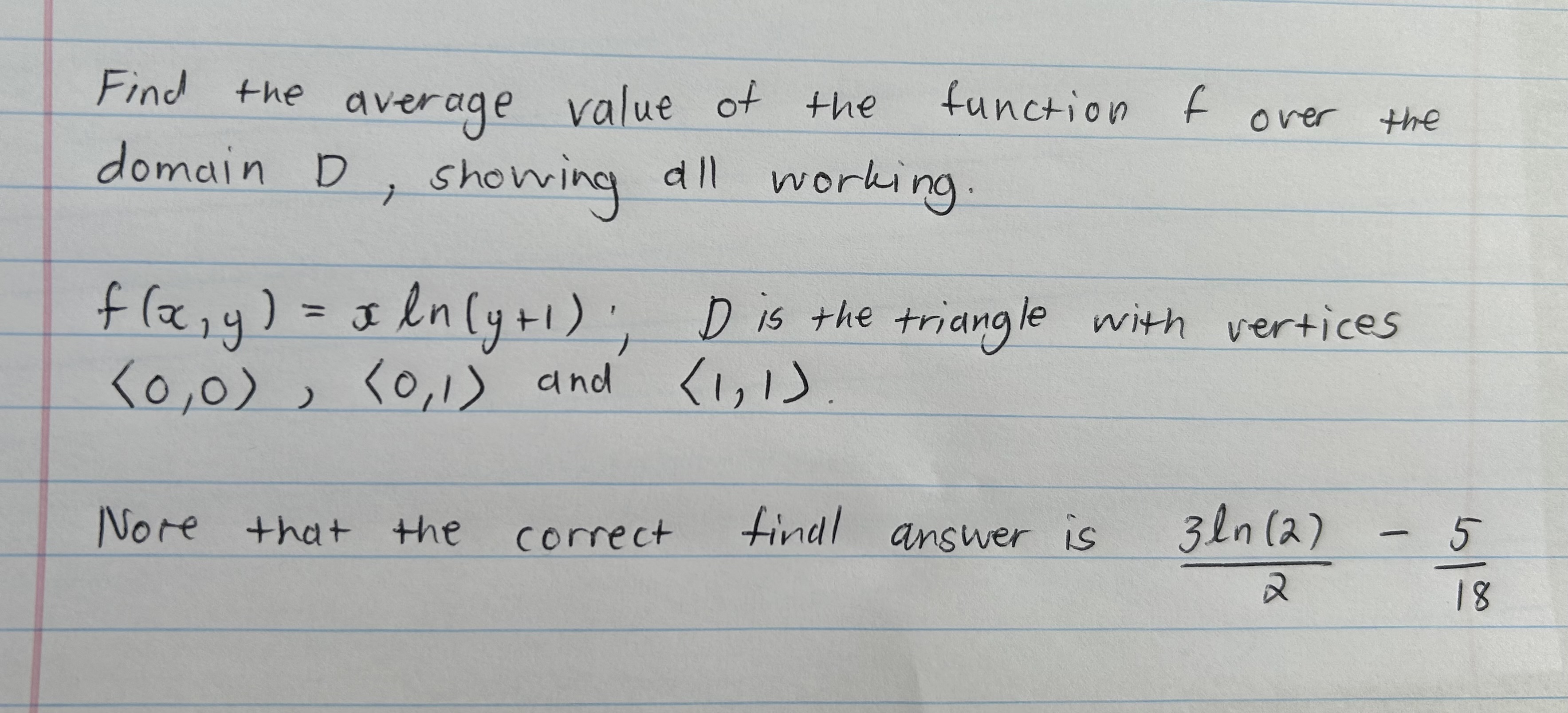 Solved Find the average value of the function f over the | Chegg.com