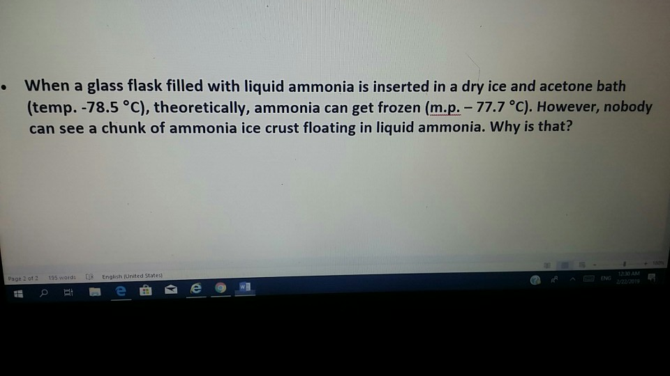 Solved When a glass flask filled with liquid ammonia is | Chegg.com