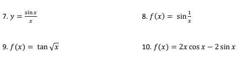 Solved Trig Functions’ Derivatives Use the trig derivatives | Chegg.com