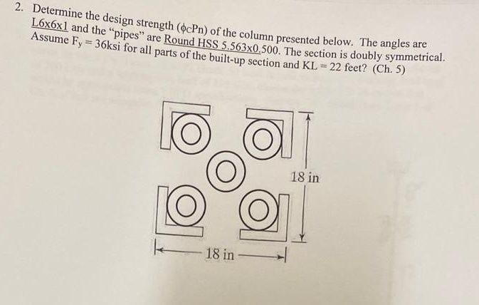 Solved 2. Determine the design strength ($cPn) of the column | Chegg.com