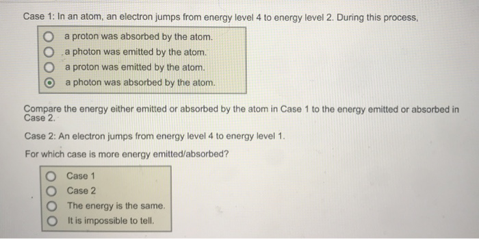 Solved Case 1: In an atom, an electron jumps from energy | Chegg.com