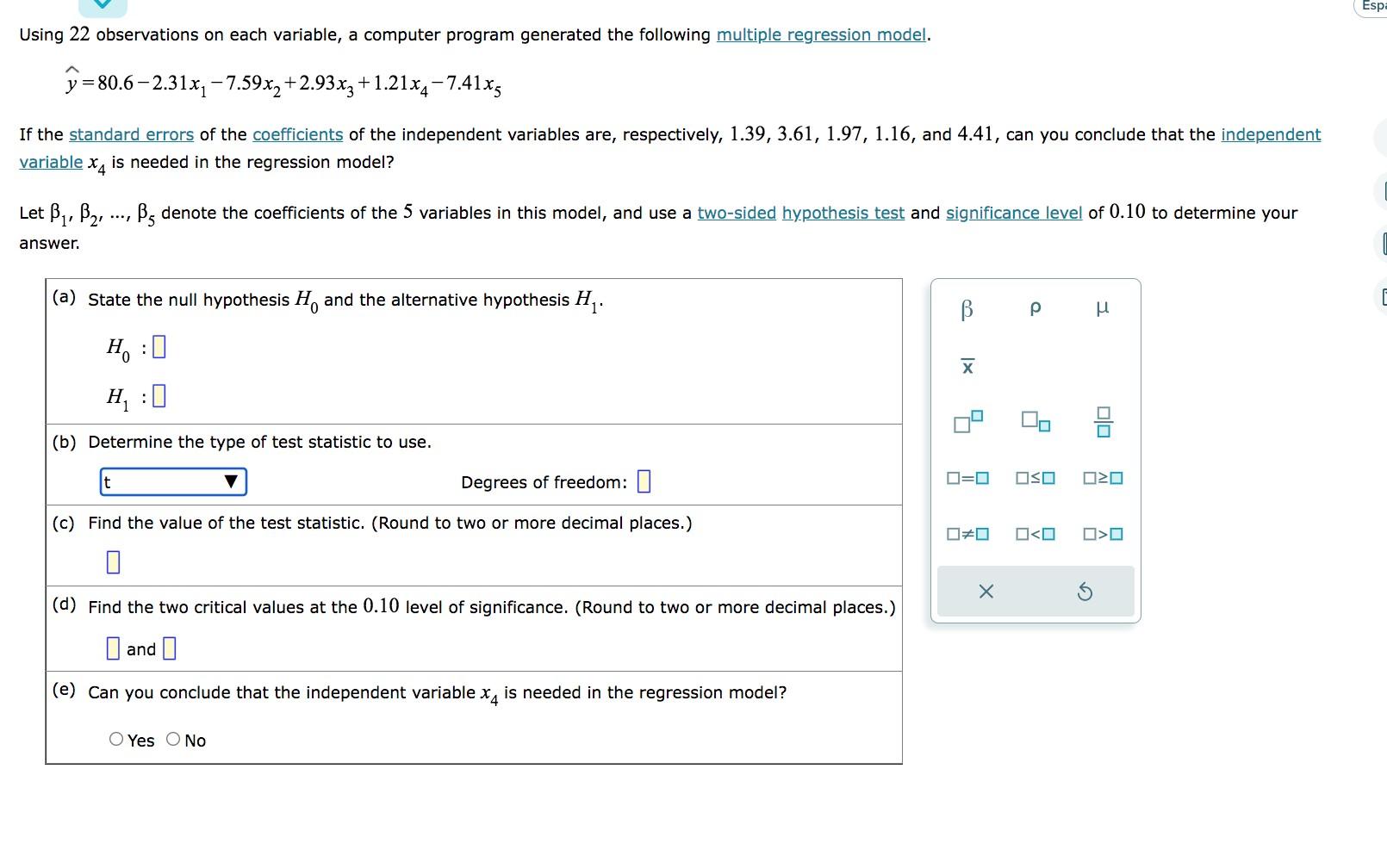 Solved y^=80.6−2.31x1−7.59x2+2.93x3+1.21x4−7.41x5 If the | Chegg.com