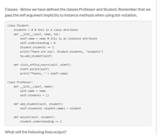 Solved Classes - Below we have defined the classes Professor | Chegg.com