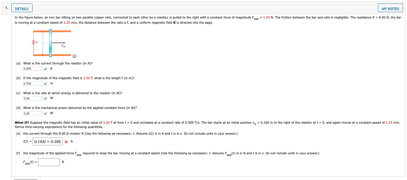 Solved 1. DETAILS MY NOTES In the figure below, an iron bar | Chegg.com