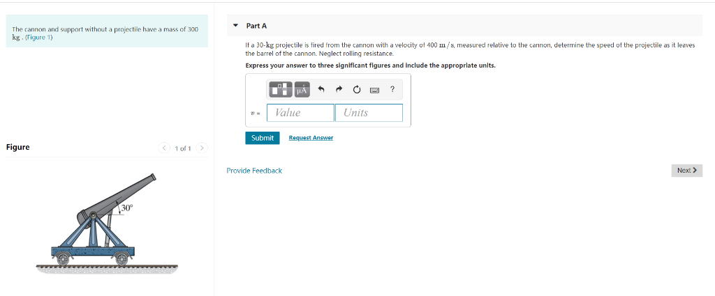 Solved Part A The cannon and support without a projectile | Chegg.com